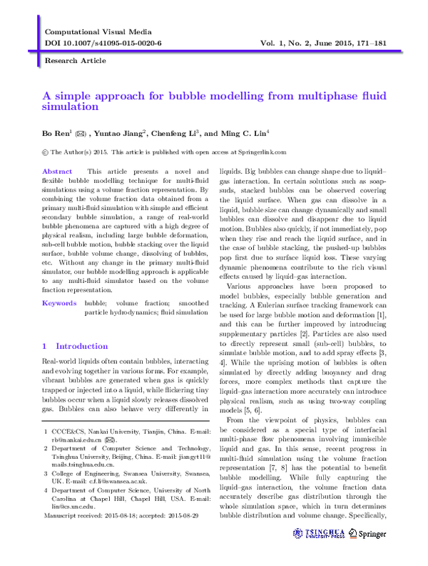 (PDF) A simple approach for bubble modelling from multiphase fluid simulation