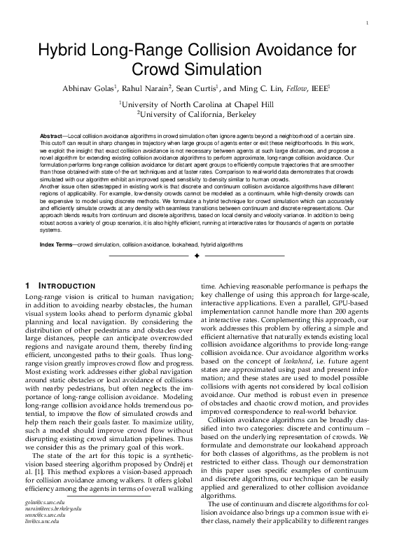 (PDF) Hybrid Long-Range Collision Avoidance for Crowd Simulation
