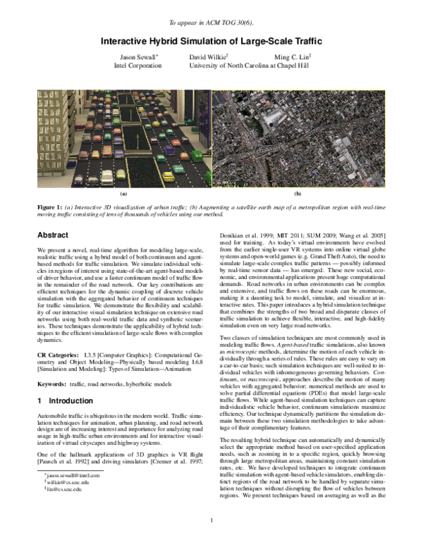 (PDF) Interactive hybrid simulation of large-scale traffic | Ming C ...
