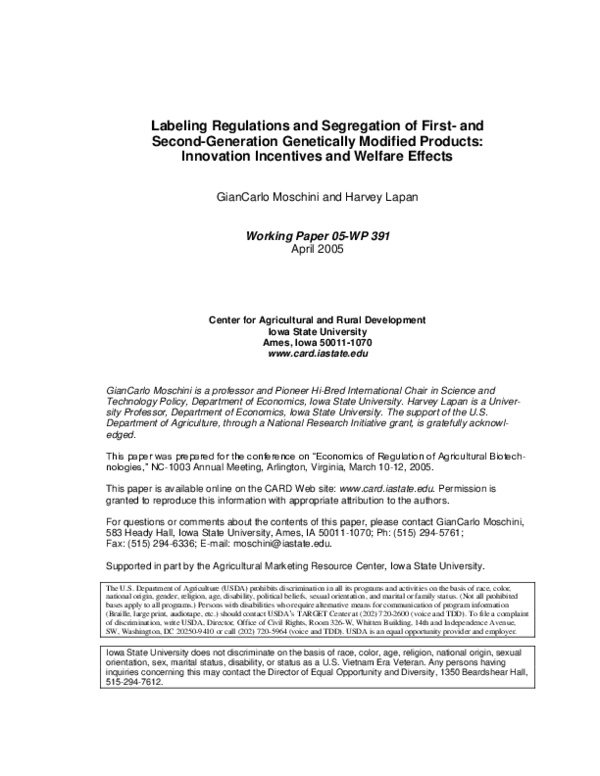 (PDF) Labeling Regulations and Segregation of First- and Second ...