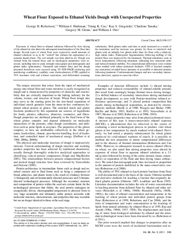 (PDF) Wheat Flour Exposed to Ethanol Yields Dough with Unexpected ...