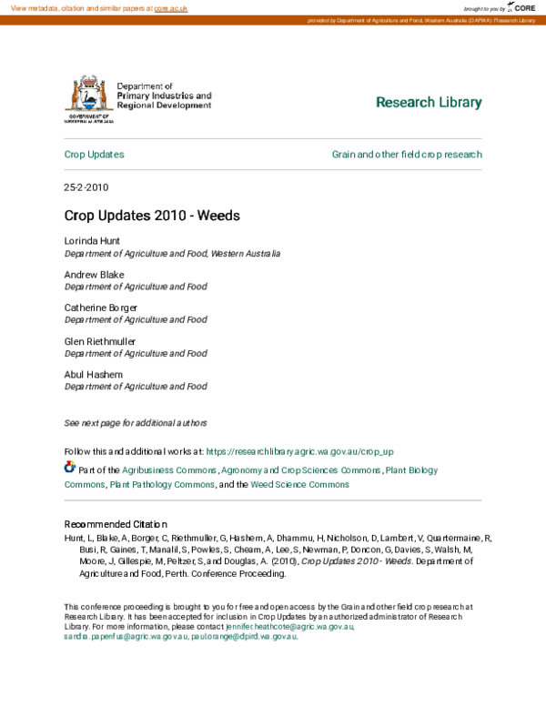 (PDF) Crop Updates 2010 - Weeds