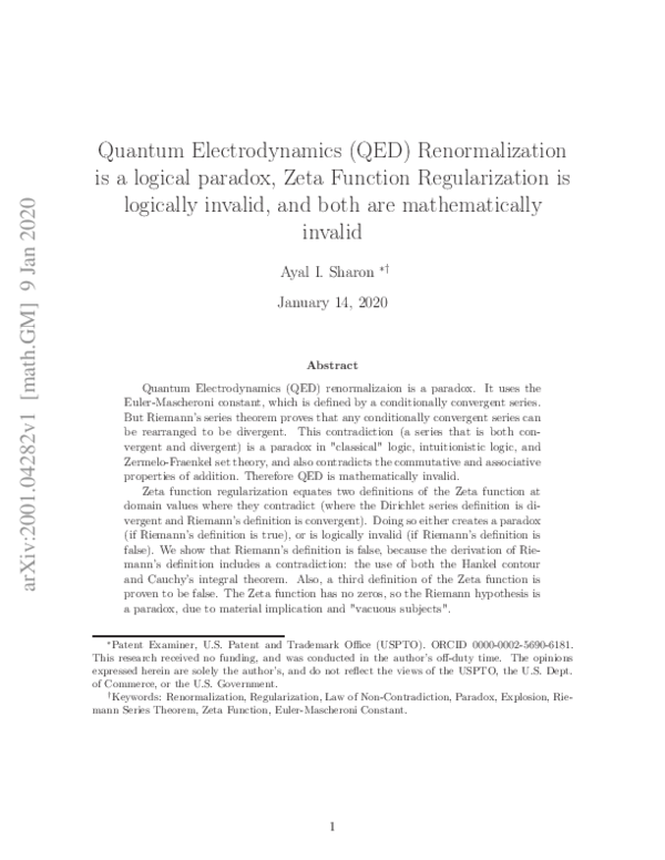 (PDF) Quantum Electrodynamics (QED) Renormalization is a Logical ...