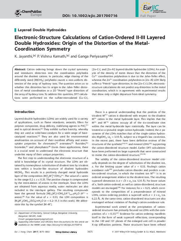 (PDF) Electronic‐Structure Calculations of Cation‐Ordered II‐III Layered Double Hydroxides ...