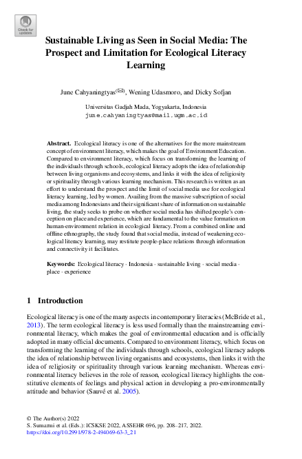 (PDF) Sustainable Living as Seen in Social Media: The Prospect and Limitation for Ecological ...