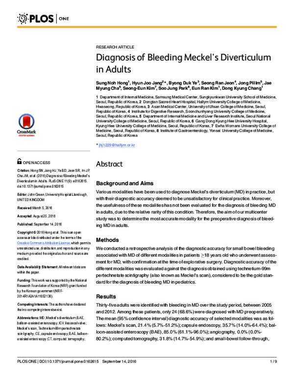(PDF) Diagnosis of Bleeding Meckel's Diverticulum in Adults