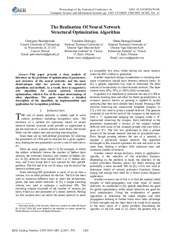 (PDF) The Realisation of Neural Network Structural Optimization Algorithm