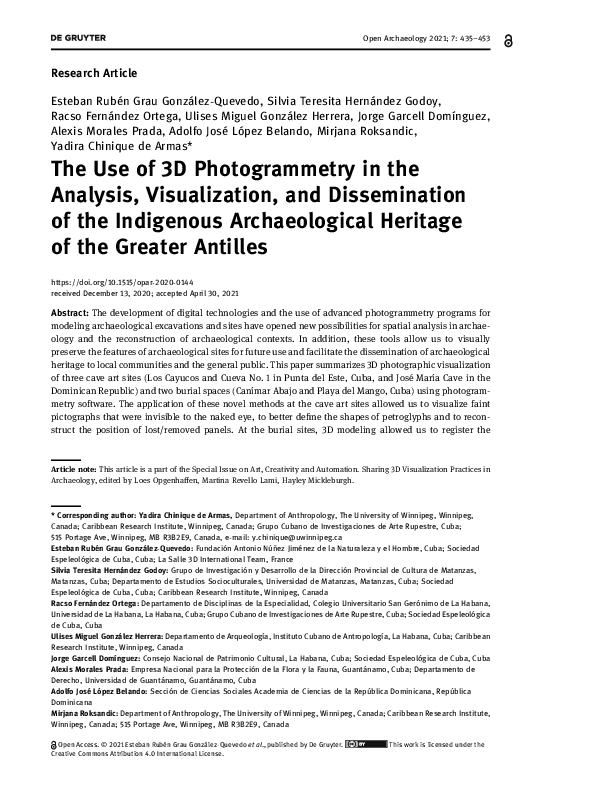 (PDF) The Use of 3D Photogrammetry in the Analysis, Visualization, and ...