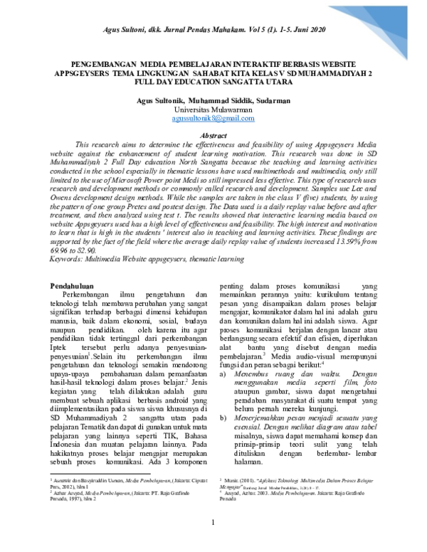 (PDF) Pengembangan Media Pembelajaran Interaktif Berbasis Website Appsgeysers Tema Lingkungan ...