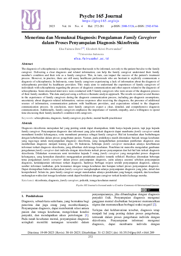 (PDF) Menerima dan Memaknai Diagnosis: Pengalaman Family Caregiver dalam Proses Penyampaian ...