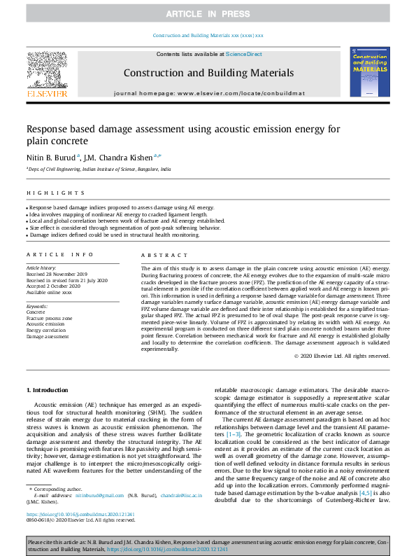 (PDF) Response based damage assessment using acoustic emission energy ...