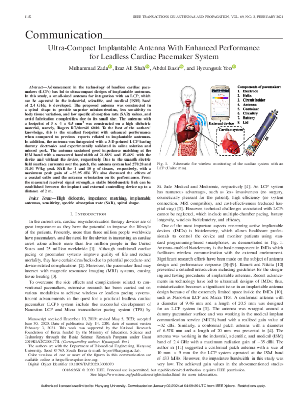 (PDF) Ultra-Compact Implantable Antenna With Enhanced Performance for Leadless Cardiac Pacemaker ...