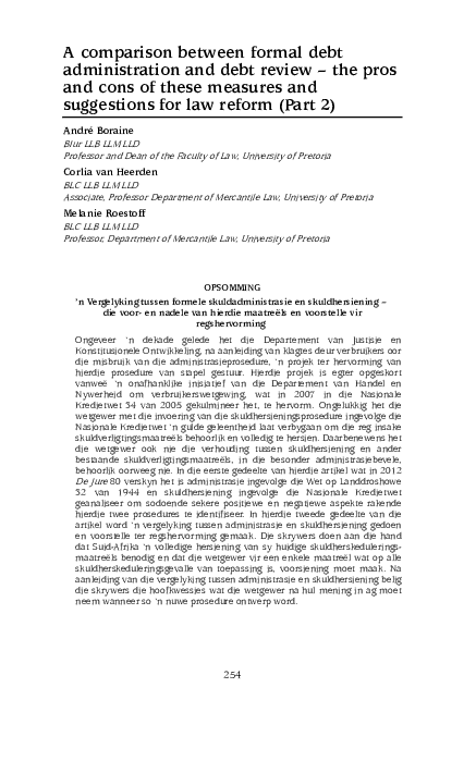 (PDF) A comparison between formal debt administration and debt review ...
