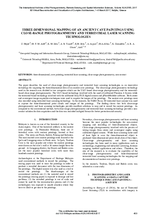 (PDF) Three-Dimensional Mapping of an Ancient Cave Paintings Using Close-Range Photogrammetry ...