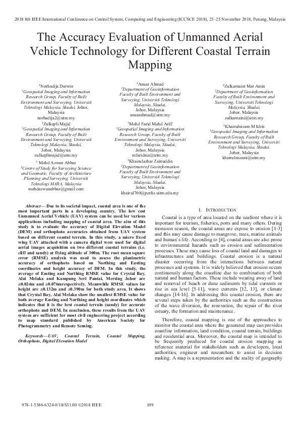 (PDF) The Accuracy Evaluation of Unmanned Aerial Vehicle Technology for Different Coastal ...