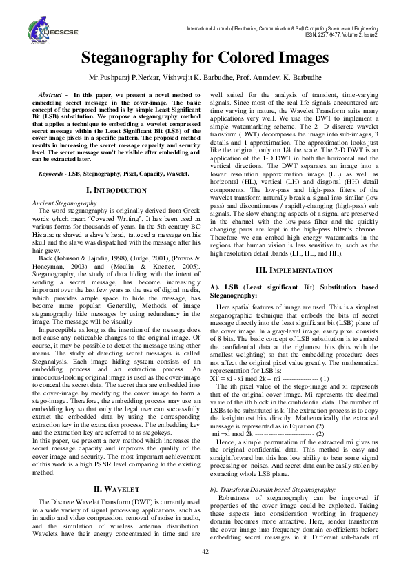 (PDF) Steganography for Colored Images
