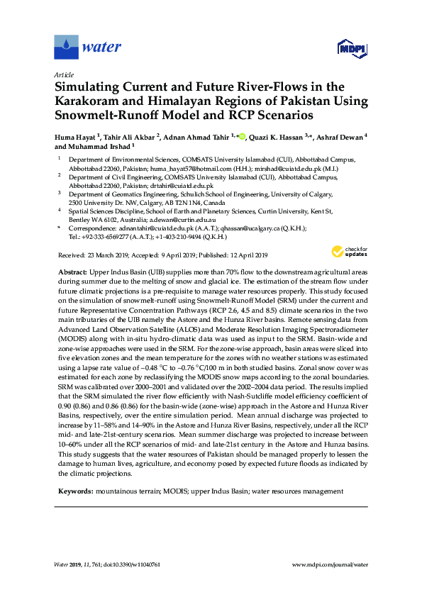 (PDF) Simulating Current and Future River-Flows in the Karakoram and ...