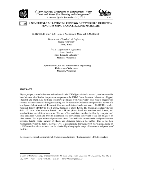(PDF) A numerical simulation on the flow of watershed filtration reactors using lignocellulosic ...