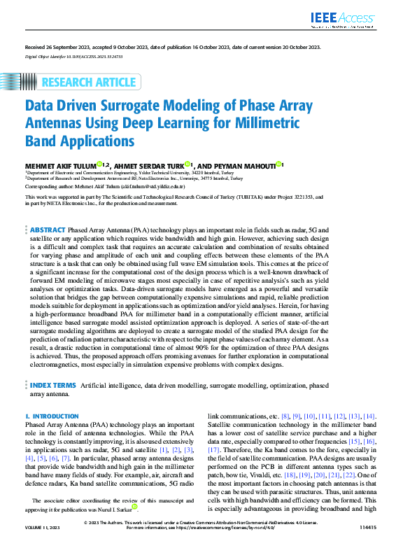 (PDF) Data Driven Surrogate Modeling of Phase Array Antennas Using Deep Learning for Millimetric ...