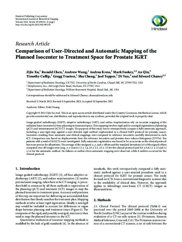 (PDF) Comparison of User-Directed and Automatic Mapping of the Planned Isocenter to Treatment ...