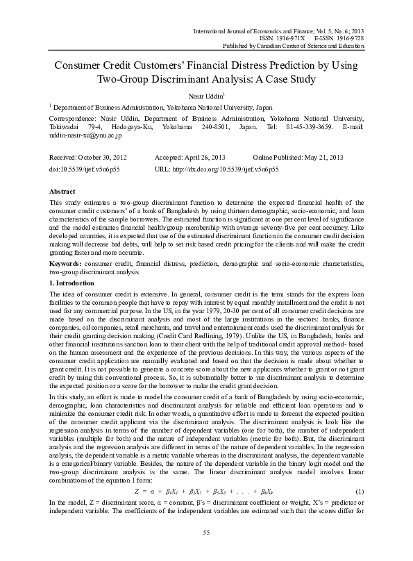 (PDF) Consumer Credit Customers’ Financial Distress Prediction by Using ...
