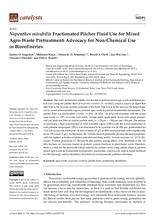 (PDF) Nepenthes mirabilis Fractionated Pitcher Fluid Use for Mixed Agro ...