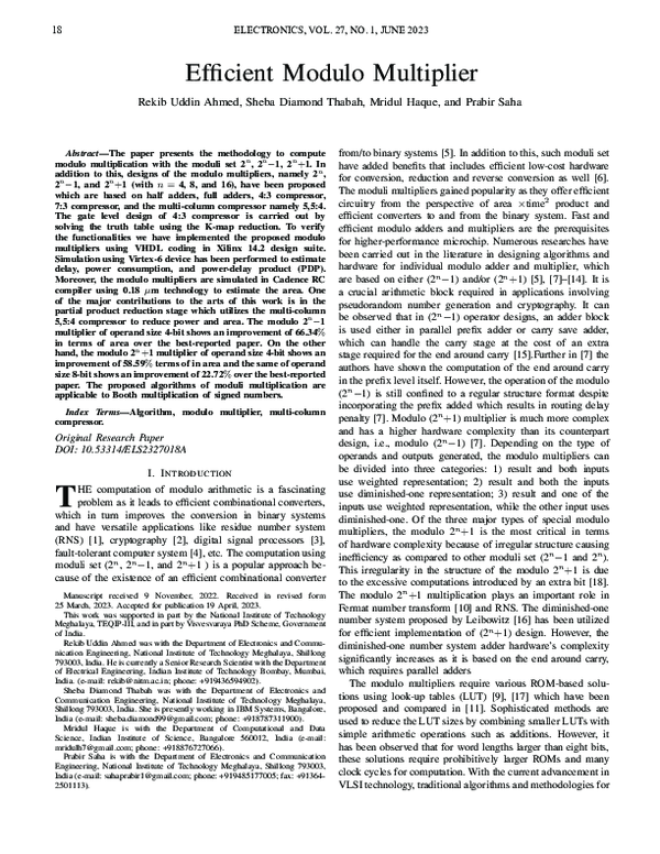 (PDF) Designing Efficient Modulo Multipliers