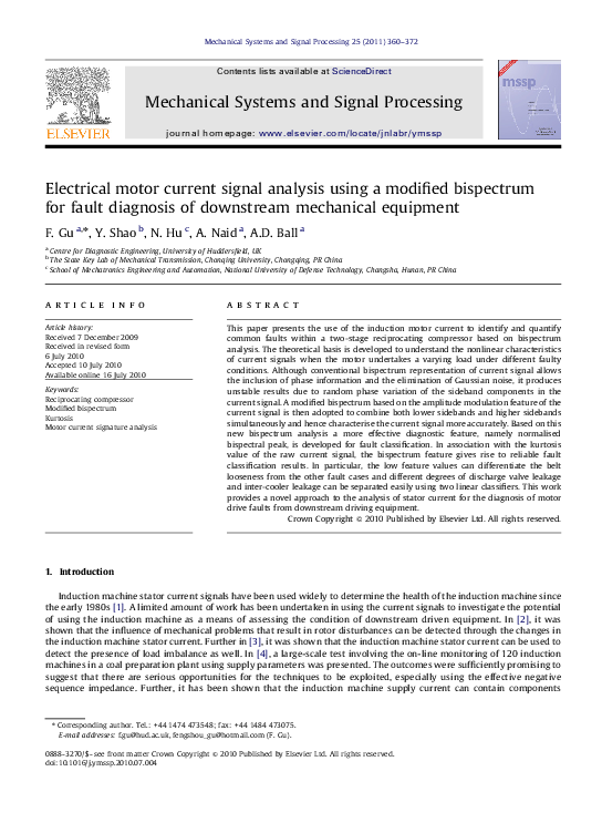 (PDF) Electrical motor current signal analysis using a modified ...