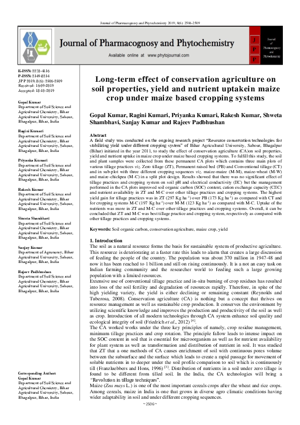 (PDF) Long-term effect of conservation agriculture on soil properties, yield and nutrient ...