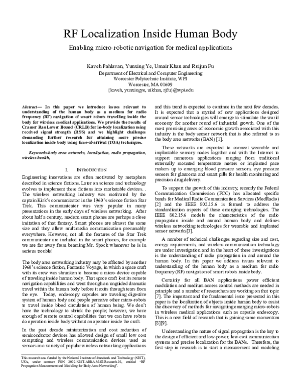 (PDF) RF localization inside human body: Enabling micro-robotic navigation for medical ...