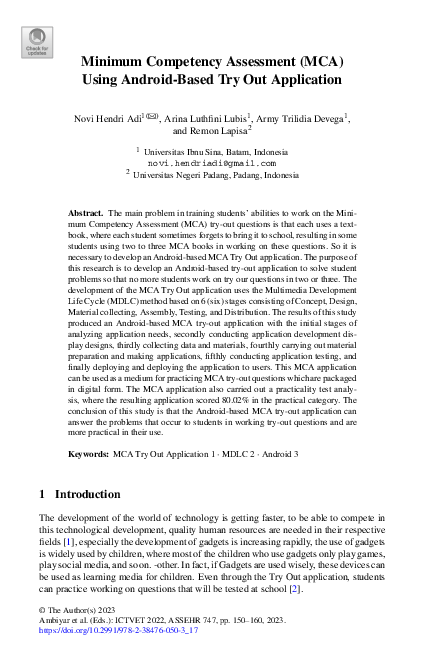 (PDF) Minimum Competency Assessment (MCA) Using Android-Based Try Out ...