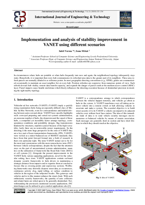 (PDF) Implementation and analysis of stability improvement in VANET using different scenarios ...