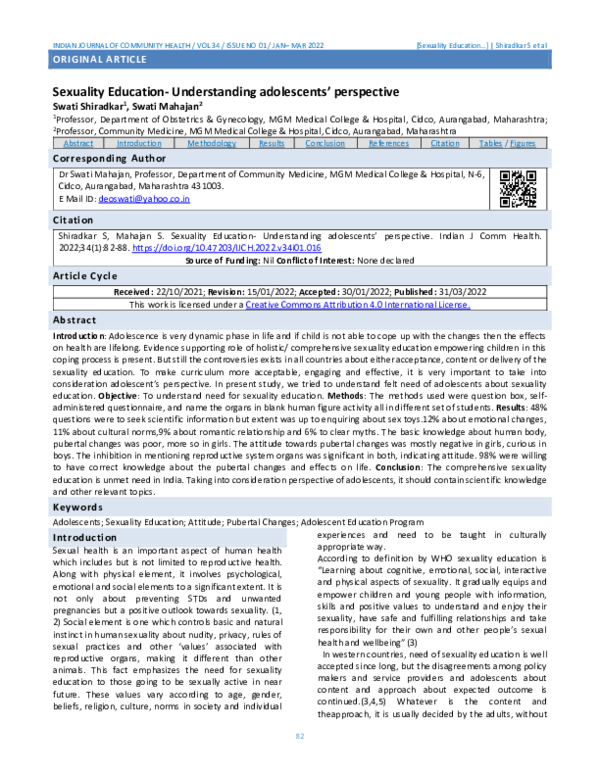 (PDF) Sexuality Education- Understanding adolescents’ perspective