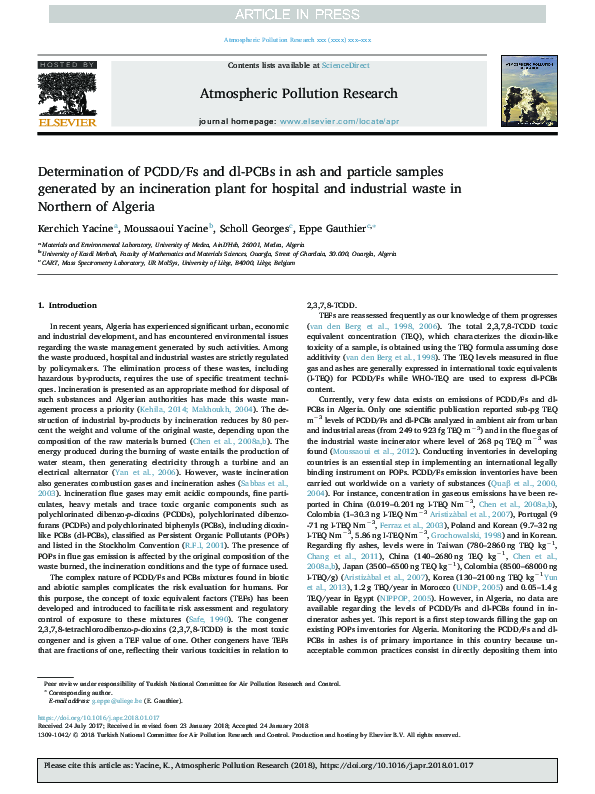(PDF) Determination of PCDD/Fs and dl-PCBs in ash and particle samples ...