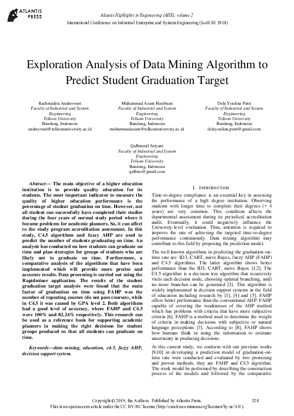 (PDF) Analysis Comparison of Data Mining Algorithm for Prediction Student Graduation Target