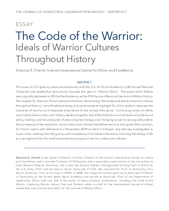 (PDF) The Code of the Warrior: Ideals of Warrior Cultures Throughout ...