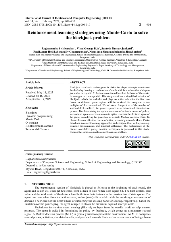 (PDF) Reinforcement learning strategies using Monte-Carlo to solve the ...