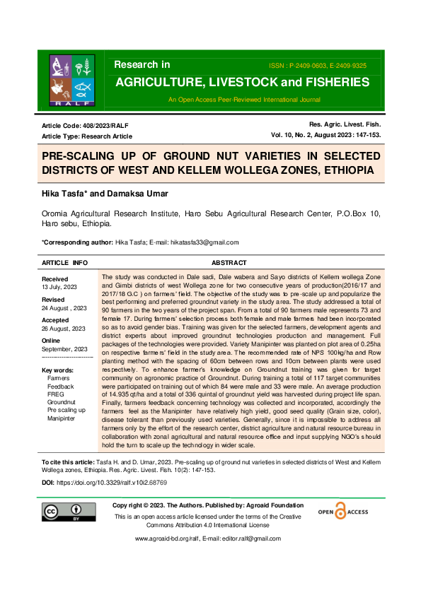 (PDF) Pre-scaling up of ground nut varieties in selected districts of ...