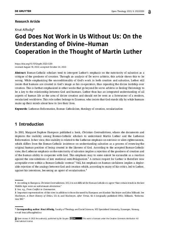 (PDF) God Does Not Work in Us Without Us: On the Understanding of ...