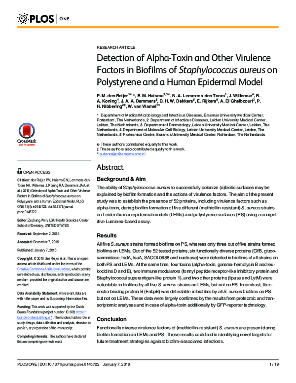 (PDF) Correction: Detection of Alpha-Toxin and Other Virulence Factors in Biofilms of ...