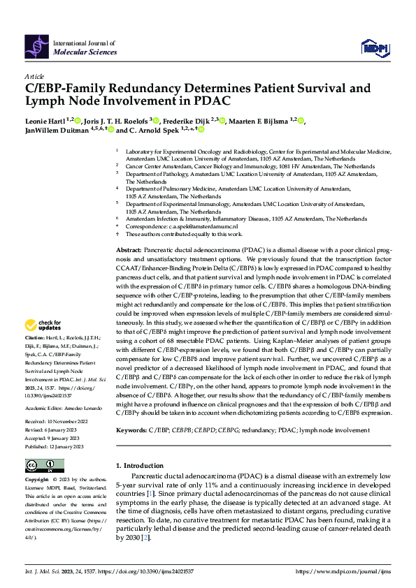(PDF) C/EBP-Family Redundancy Determines Patient Survival and Lymph Node Involvement in PDAC