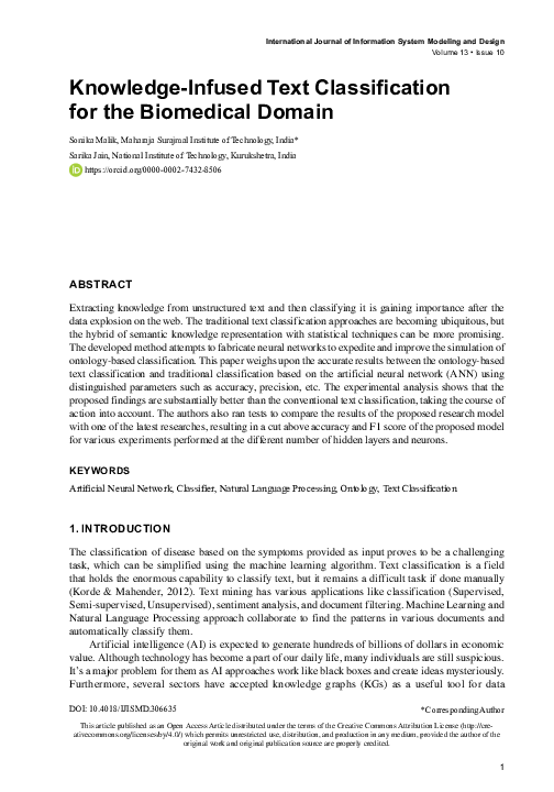 (PDF) Knowledge-Infused Text Classification for the Biomedical Domain | Sonika Malik - Academia.edu