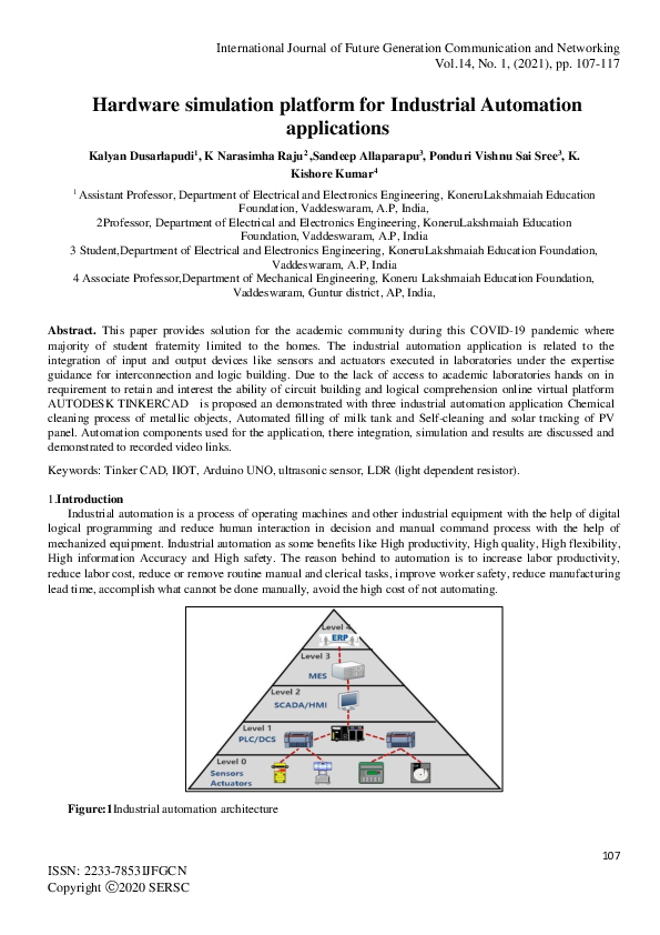 (PDF) Hardware simulation platform for Industrial Automation applications