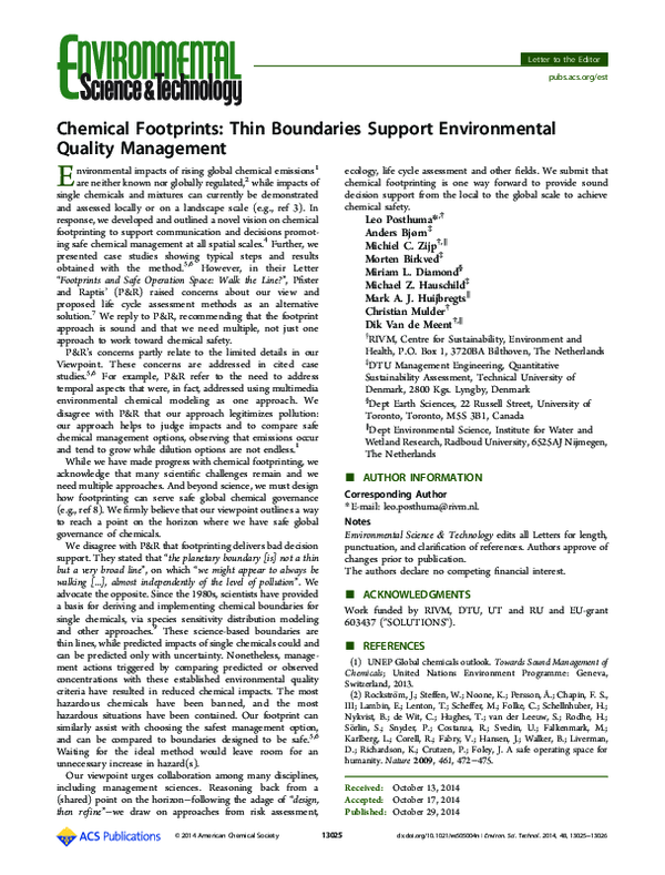 (PDF) Chemical footprints: thin boundaries support environmental ...