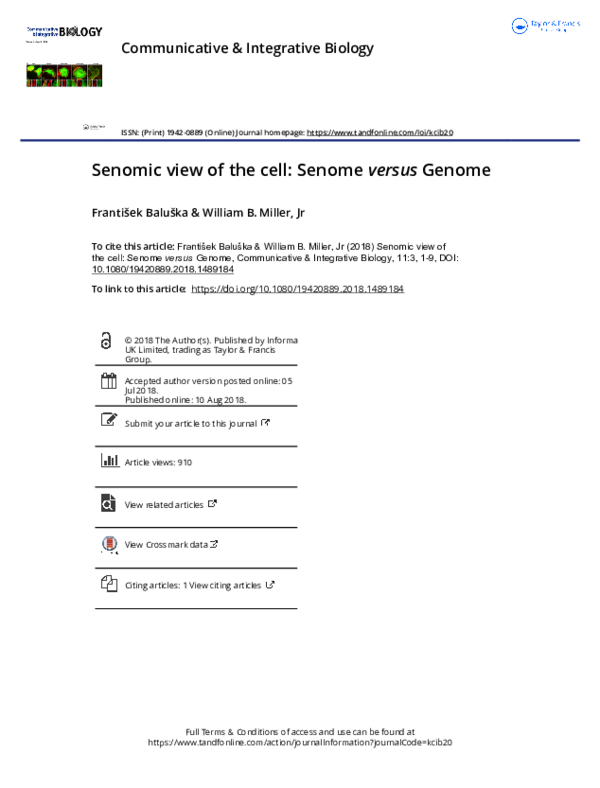 (PDF) Senomic view of the cell: Senome versus Genome