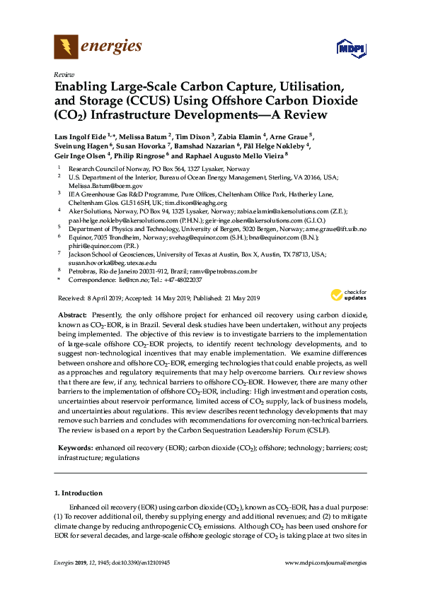 (PDF) Enabling Large-Scale Carbon Capture, Utilisation, and Storage (CCUS) Using Offshore Carbon ...