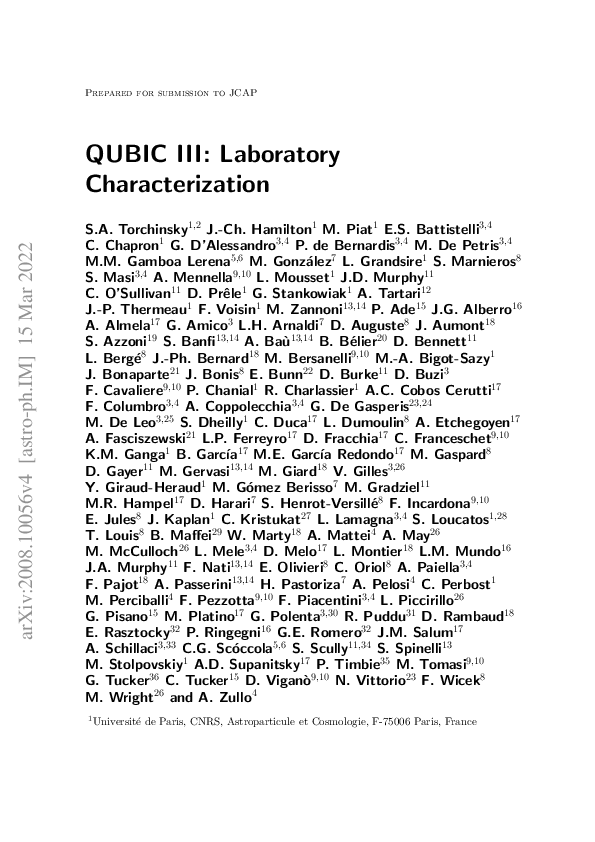 (PDF) QUBIC III: Laboratory characterization