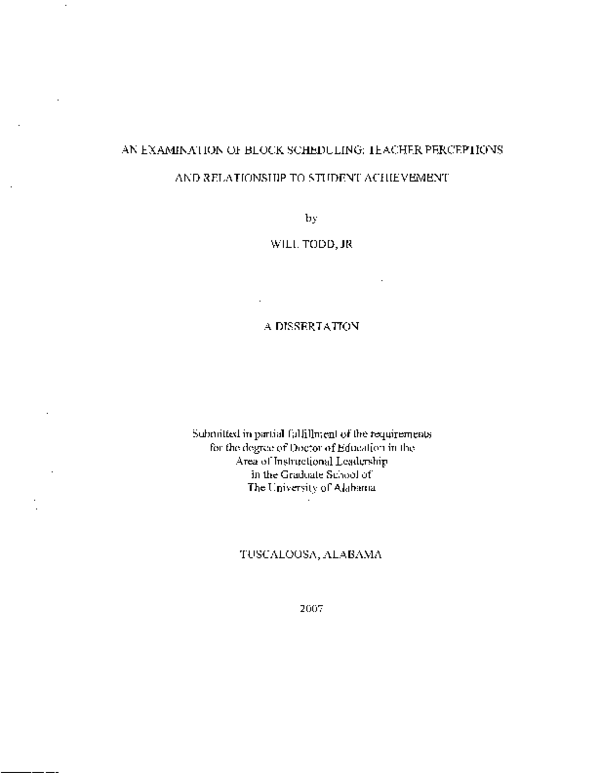 (PDF) An examination of block scheduling: Teacher perceptions and ...