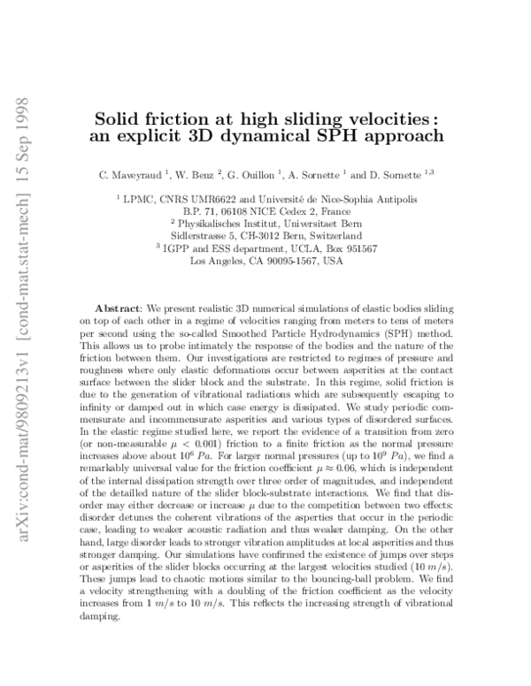 (PDF) Solid friction at high sliding velocities: An explicit three ...