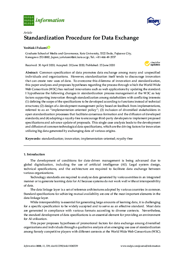 (PDF) Standardization Procedure for Data Exchange